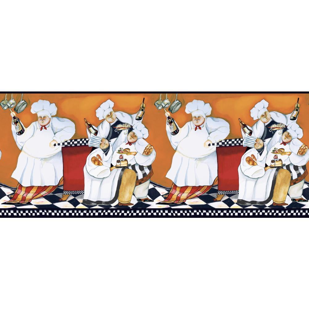 York Wallcoverings BG1680BD Chef's A-Cookin' Wallpaper Border, Rust ...