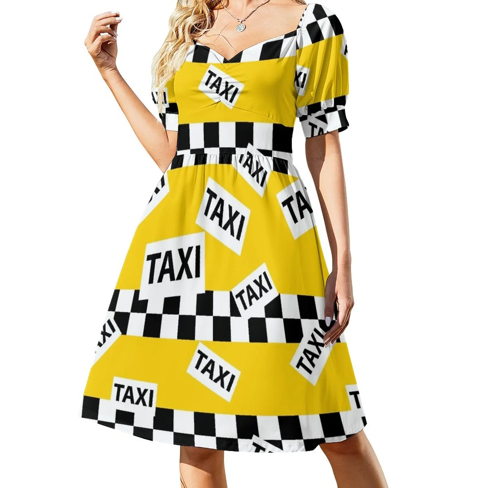 York Yellow Taxi Cab Pattern Sleeveless Dress evening dresses women ...