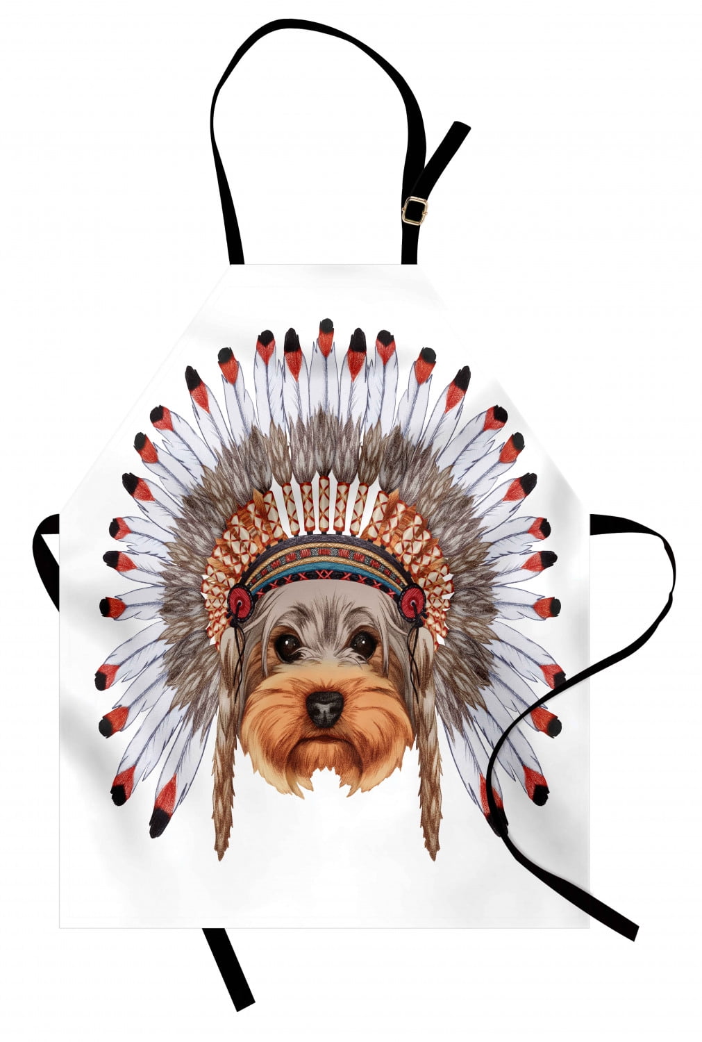 Yorkie Apron Yorkshire Terrier in Bonnet Ethnic Culture Hand Drawn Cute ...