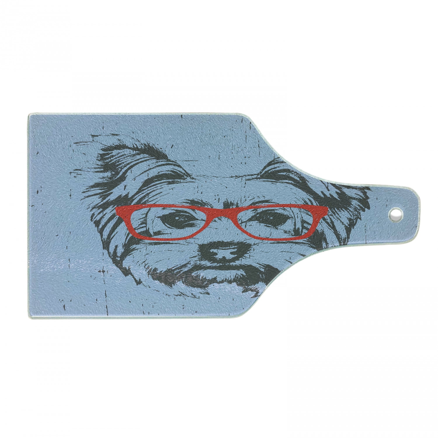 Yorkie Cutting Board, Yorkshire Terrier Portrait Red Nerd Glasses ...