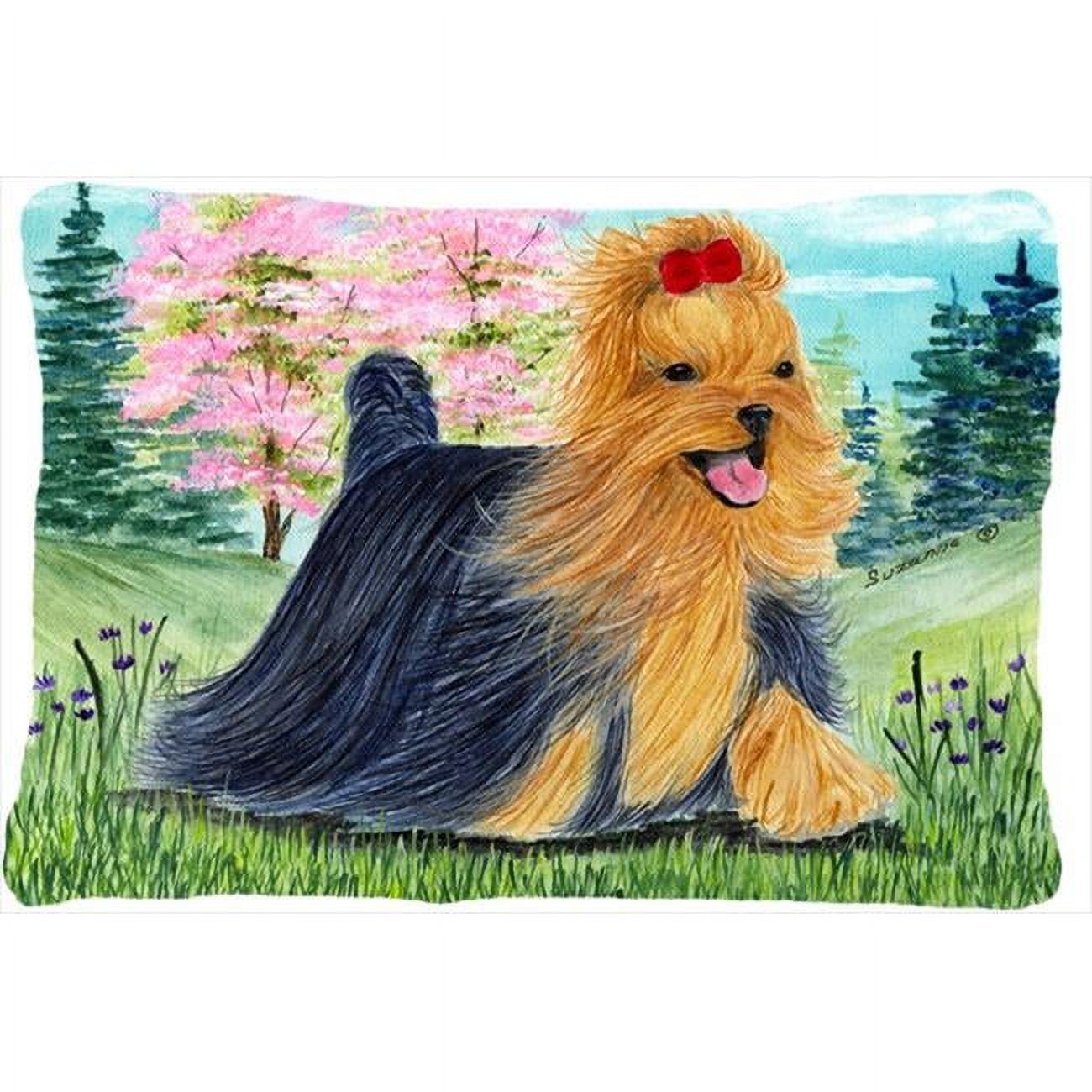 Yorkie Decorative Indoor & Outdoor Fabric Pillow - Walmart.com