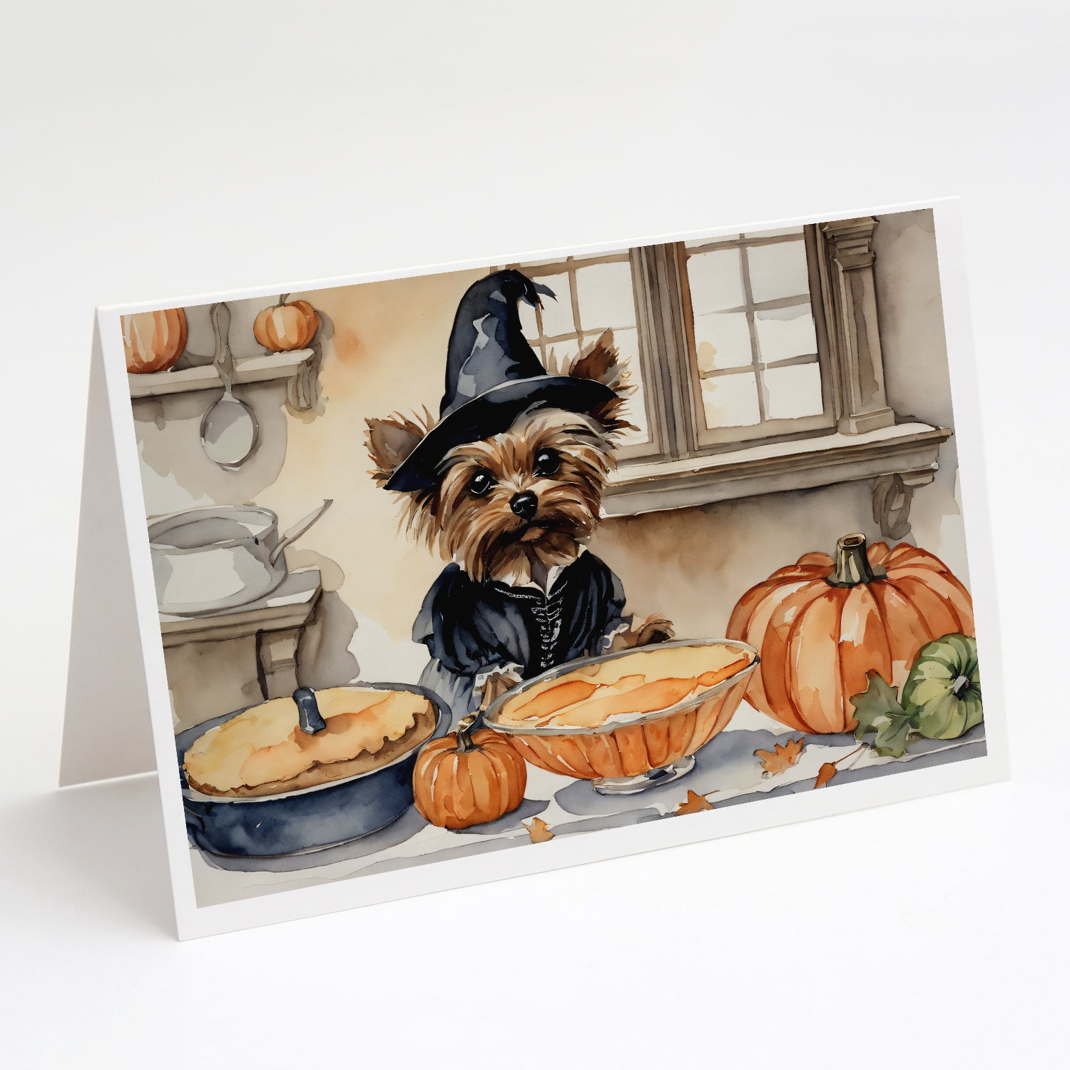 Yorkie Fall Kitchen Pumpkins Greeting Cards and Envelopes Pack of 8 7 ...