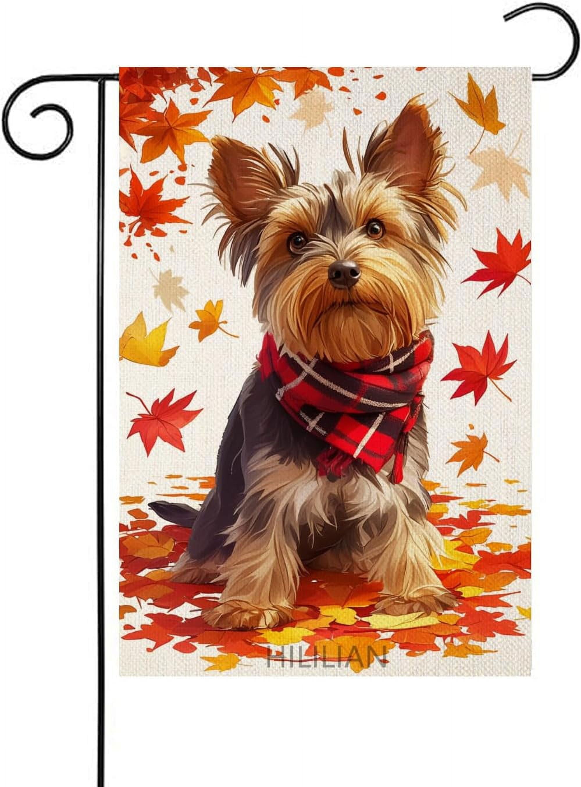 Yorkie Garden Flag Home Garden Welcome Dog Fall Yard Flag, Double Sided ...
