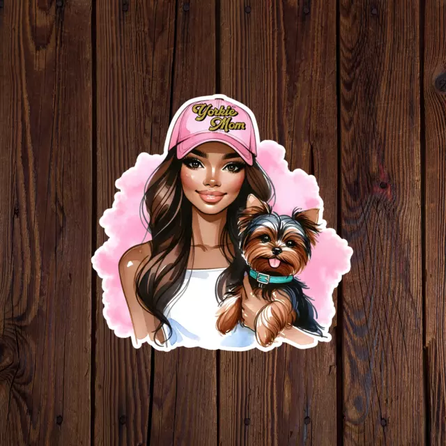 Yorkie Mom Sticker Yorkshire Terrier Dog Pink Cute Animal Pet Sticker ...