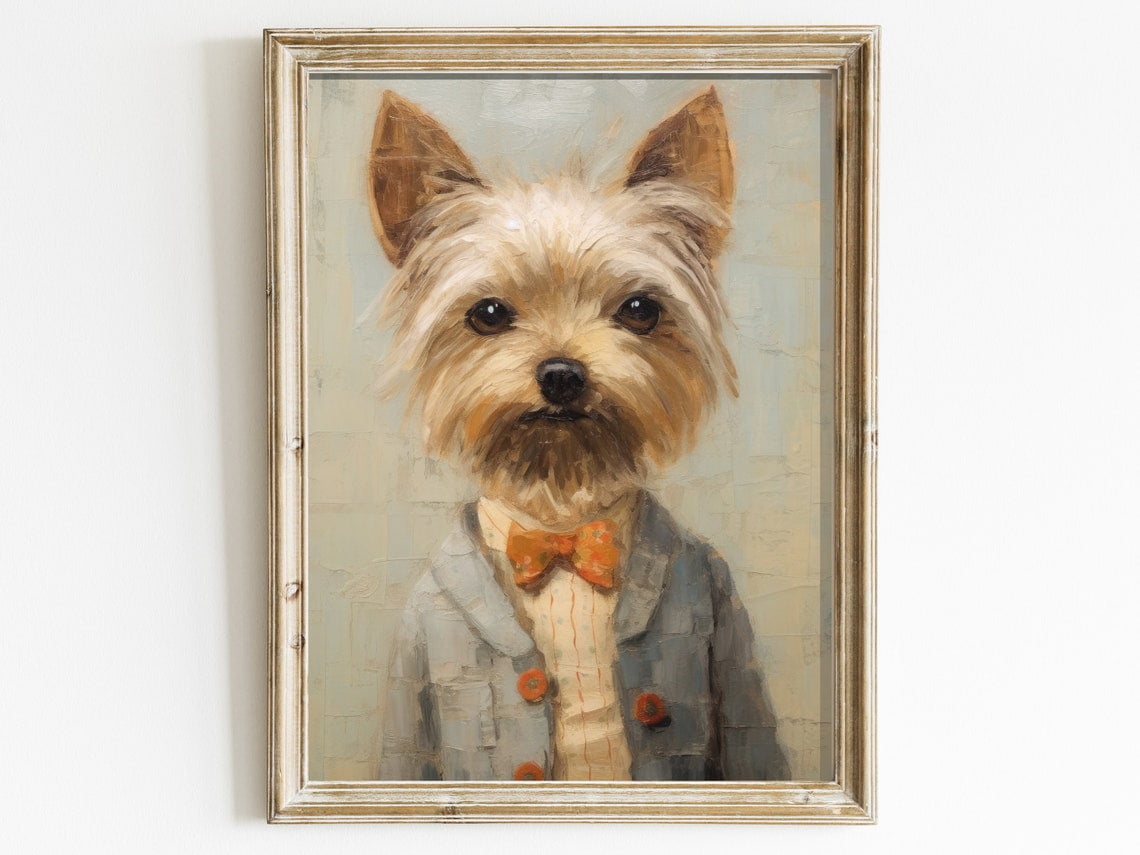 Yorkie Print, Vintage Yorkshire Terrier Decor, Perfect Gift For Dog ...