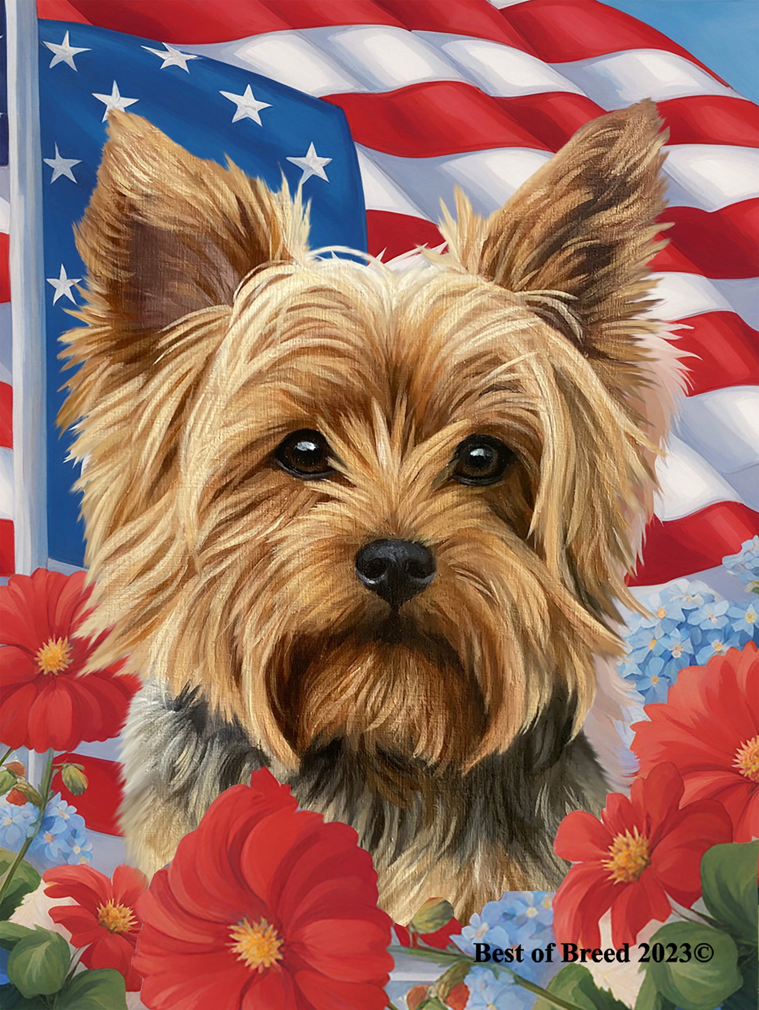 Yorkie Puppy Cut - Best of Breed All-American Patriotic I Garden Flag ...