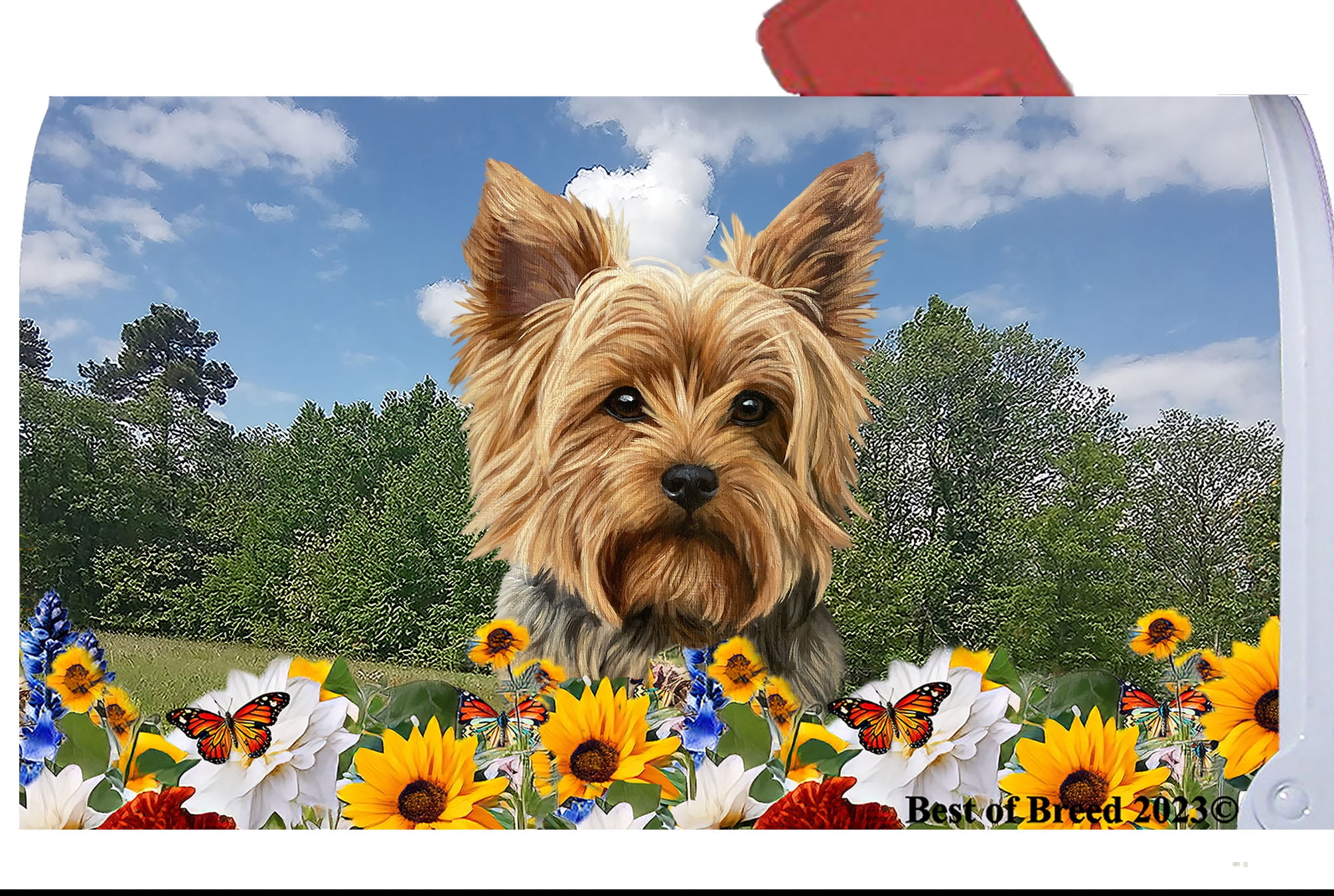 Yorkie Puppy Cut - Best of Breed Summer Flowers Mailbox Cover Hi-Grade ...