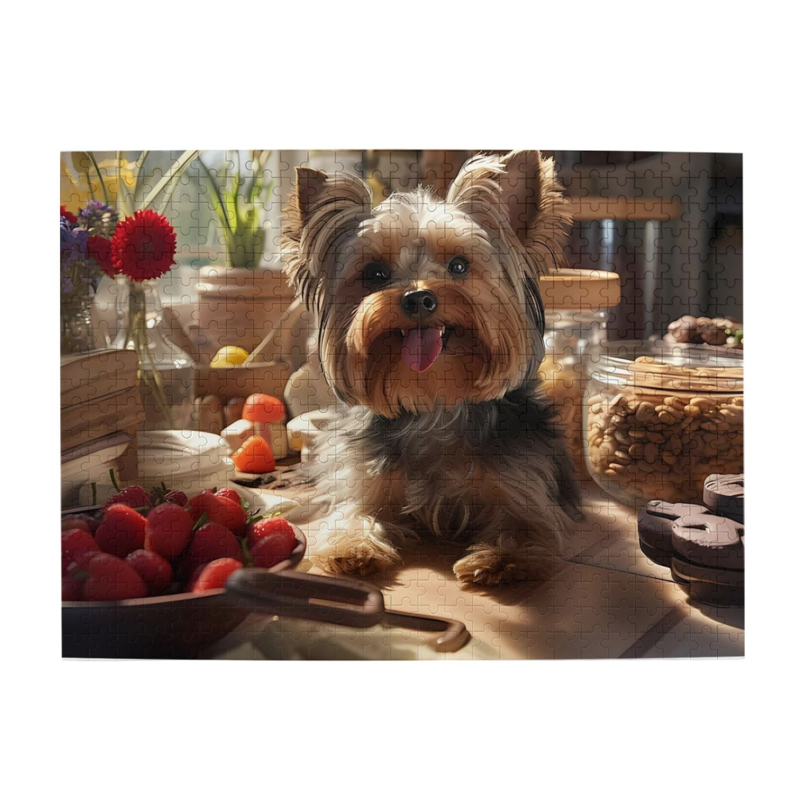 Yorkie Puppy Still Life 1000-Piece Wooden Jigsaw Puzzle for Adults, Fun ...