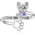 Yorkie Rings 925 Sterling Silver Yorkie Open Rings Dog Adjustable Rings ...