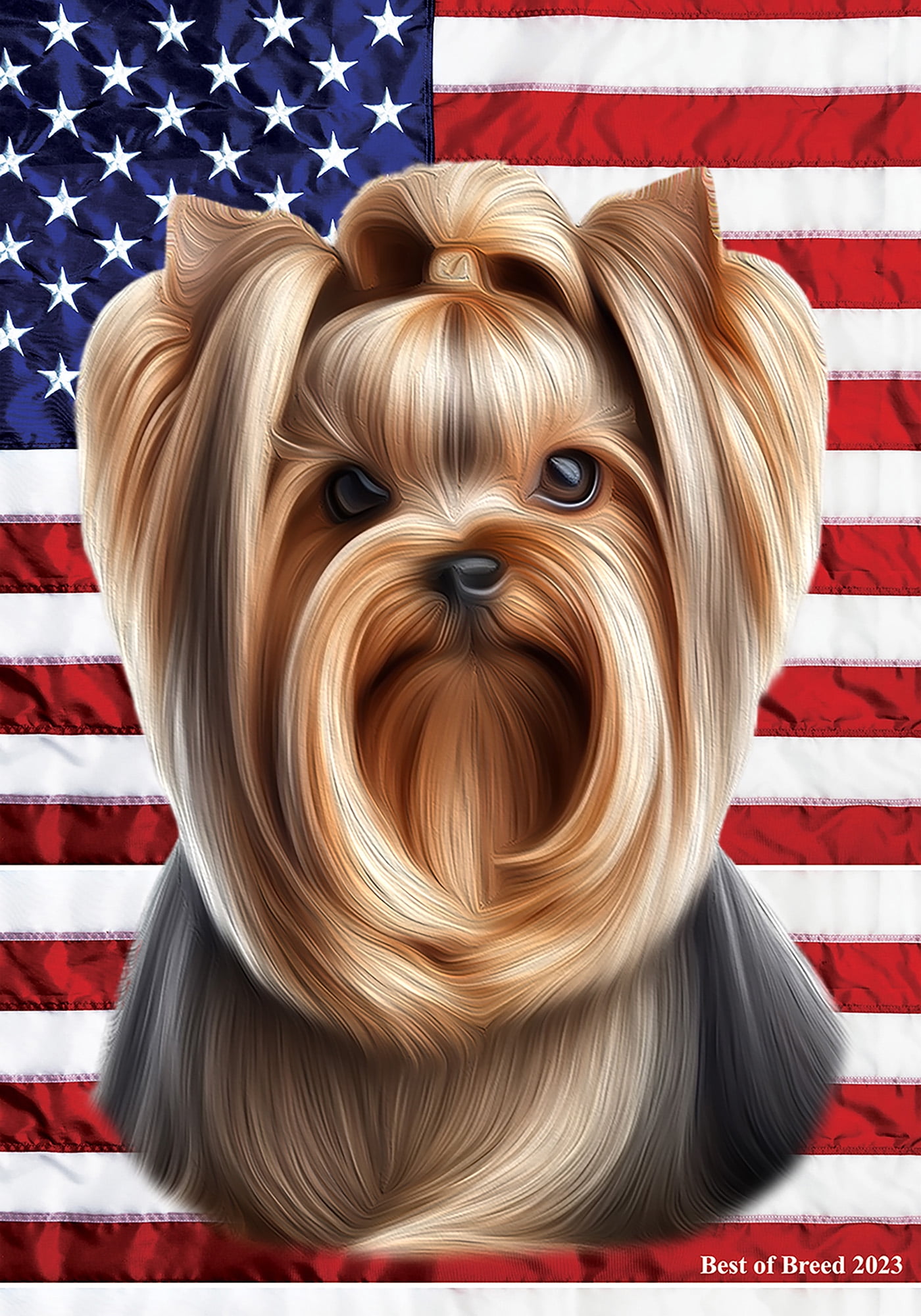 Yorkie Show Cut - Best of Breed All-American Patriotic III Garden Flags ...