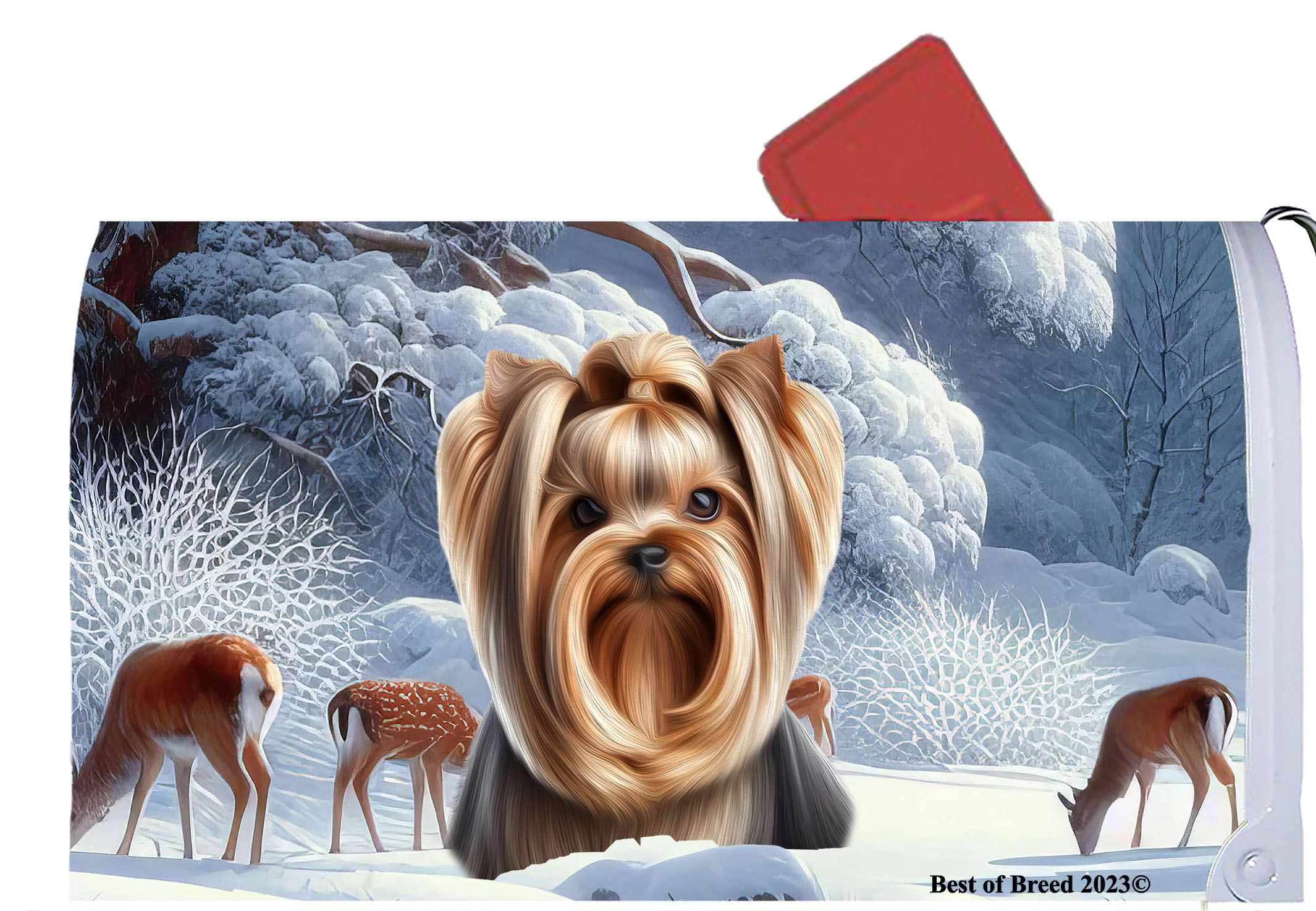 Yorkie Show Cut - Best of Breed Winter Wonderland Dog Breed Mail Box ...