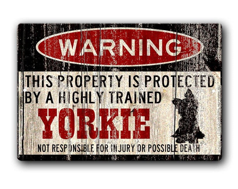Yorkie Sign,Funny Metal Signs,Dog warning Sign,Yorkie Warning Sign ...
