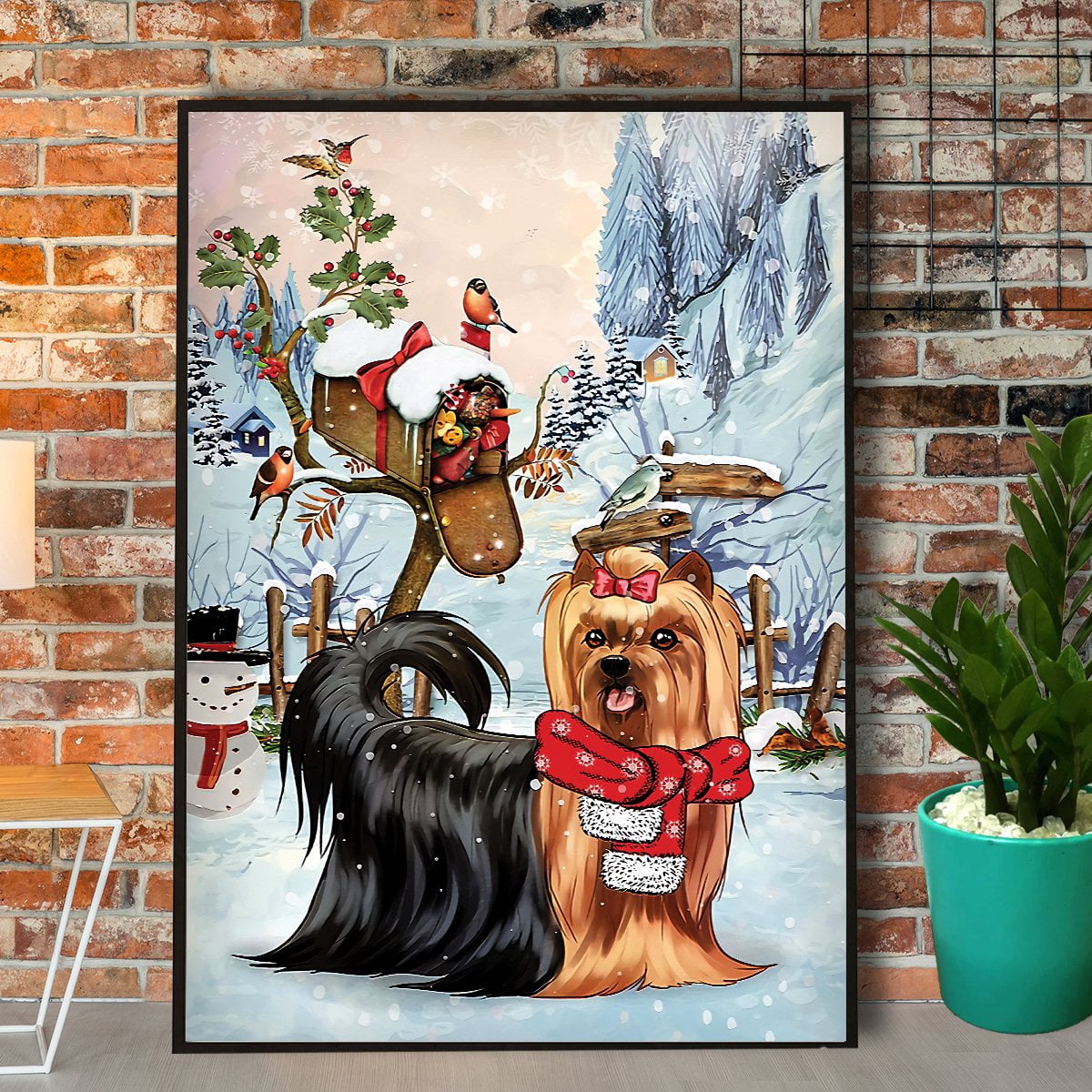 Yorkie Snow Christmas Poster No Frame Matte Wall Art Decor 16 x 24 Inch ...