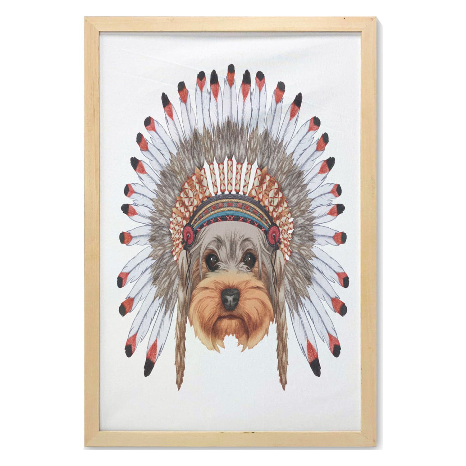 Yorkie Wall Art with Frame, Yorkshire Terrier in Bonnet Culture Hand ...