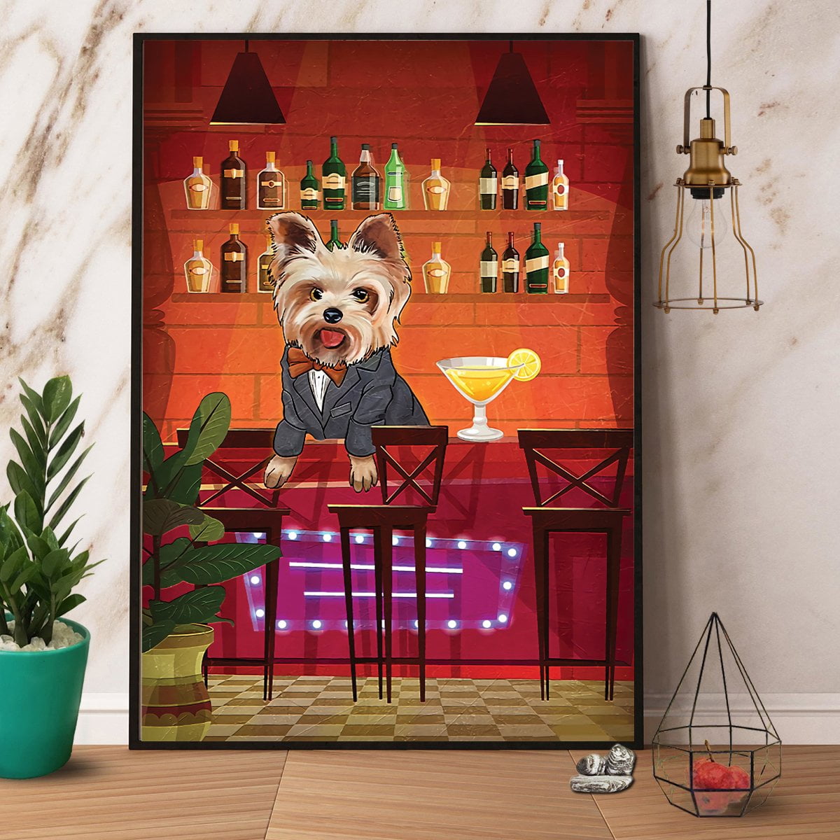 Yorkie Wine Bar Yorkie Lovers Poster No Frame Matte Wall Art Decor 11 x ...