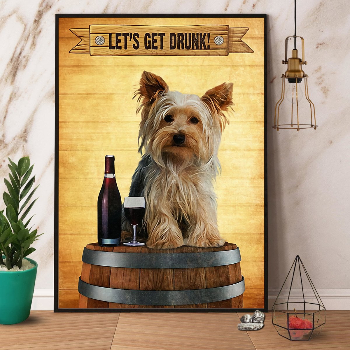 Yorkie Wine Let'S Get Drunk Poster No Frame Matte Wall Art Decor 24 x ...