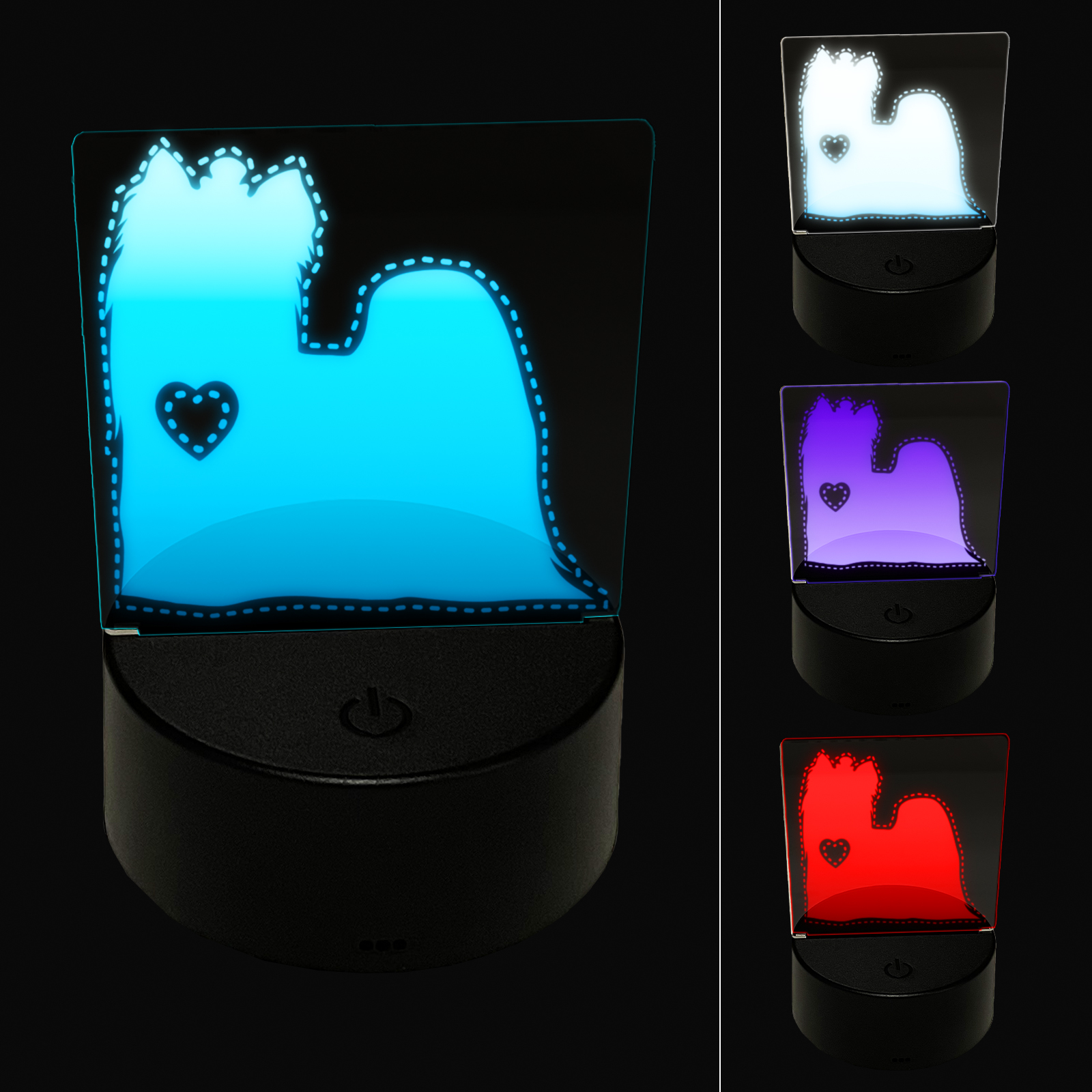 Yorkie Yorkshire Terrier Dog with Heart LED Night Light Sign 3D ...