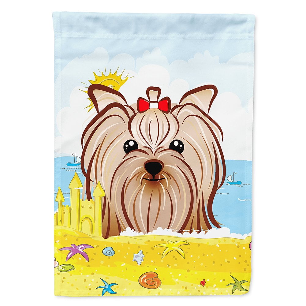 Yorkie Yorkshire Terrier Summer Beach Flag Canvas House Size - Walmart ...