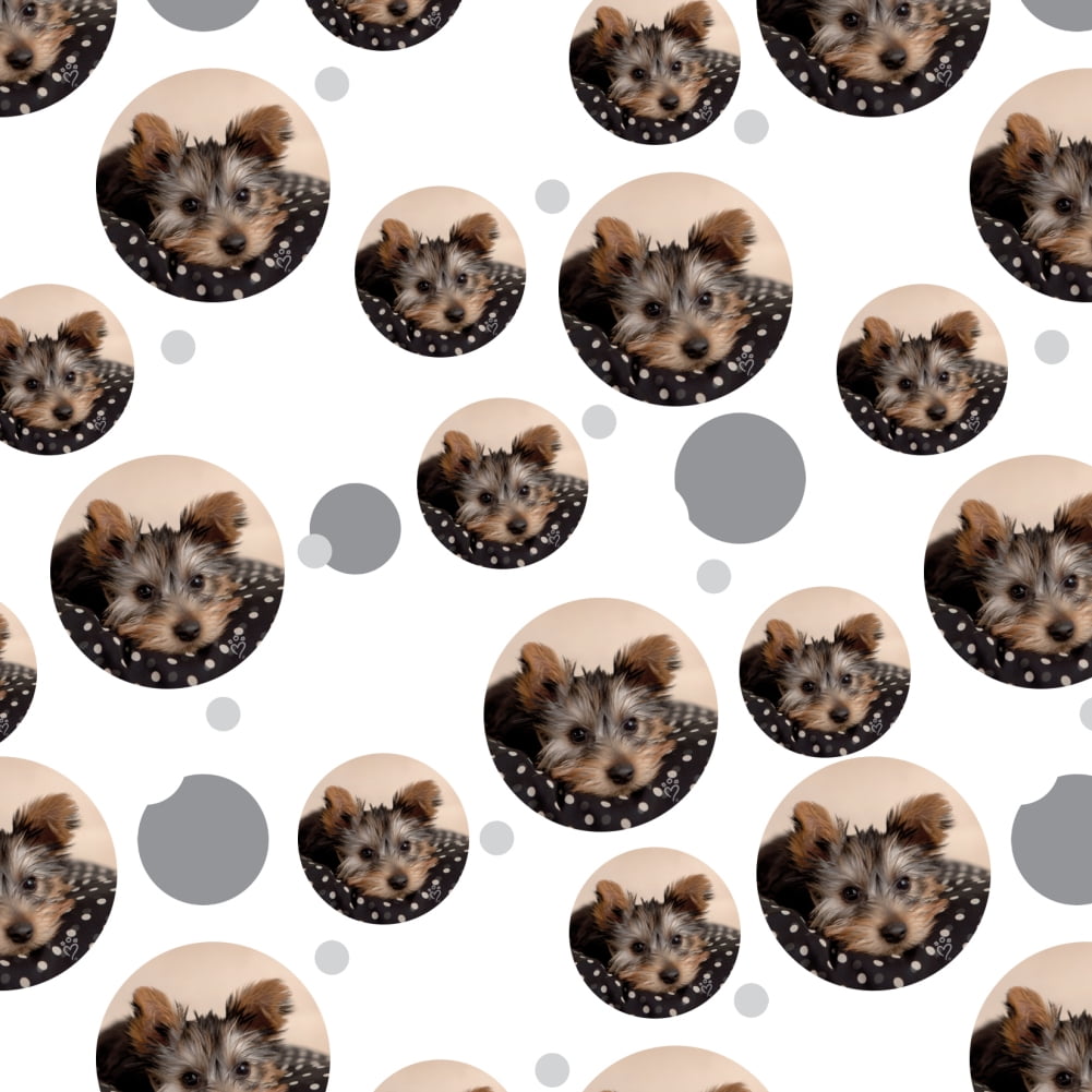 Yorkie Yorshire Terrier Puppy Dog on a Spotted Cushion Premium Gift ...