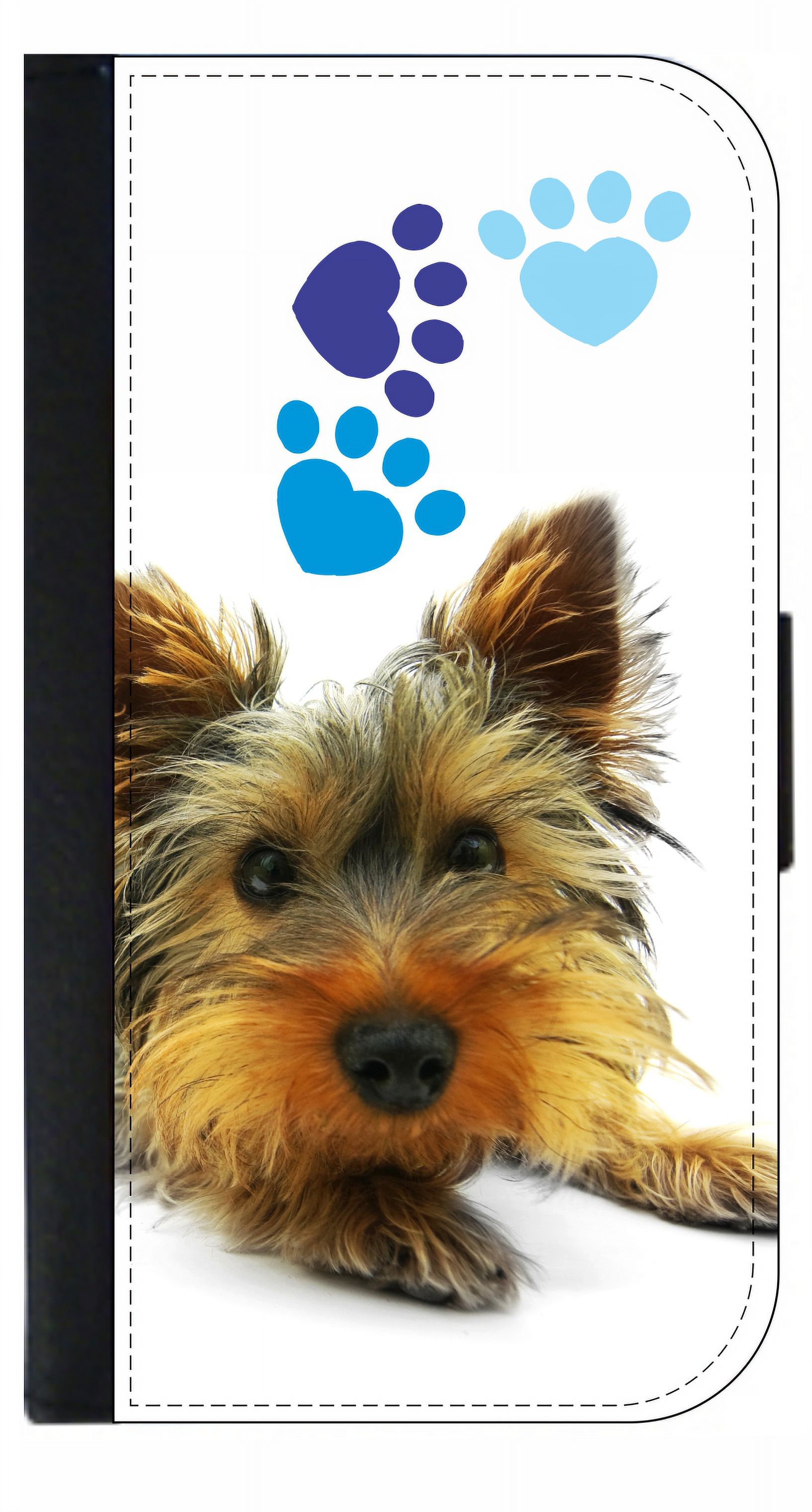 Yorkie and Pawprints - Wallet Style Cell Phone Case with 2 Card Slots ...