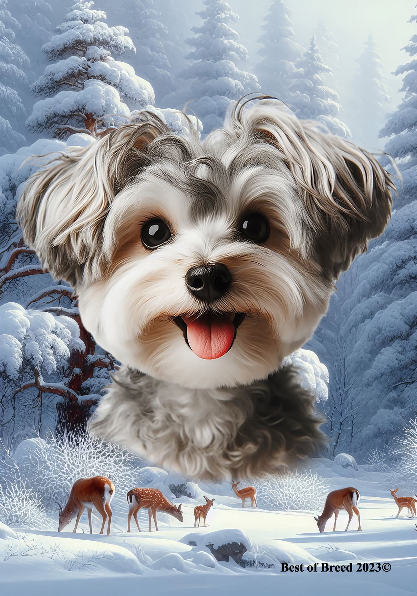 Yorkiepoo Silver - Best of Breed Winter Wonderland Garden Flag 12" x 17 ...