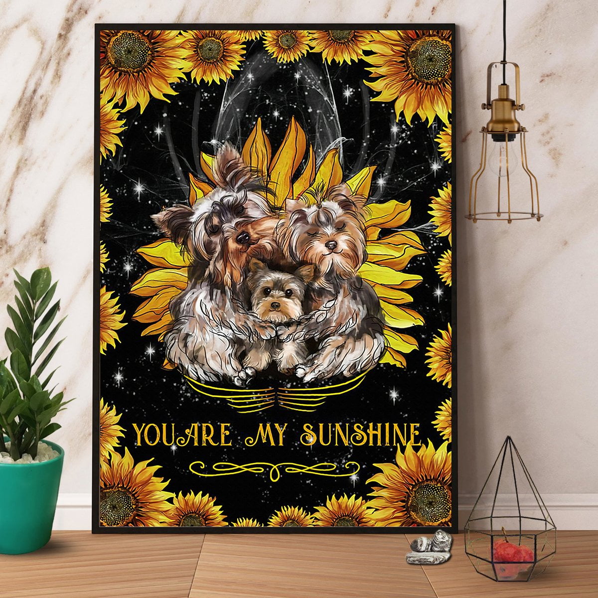 Yorkies Sunflower You Are My Sunshine Poster No Frame Matte Wall Art ...