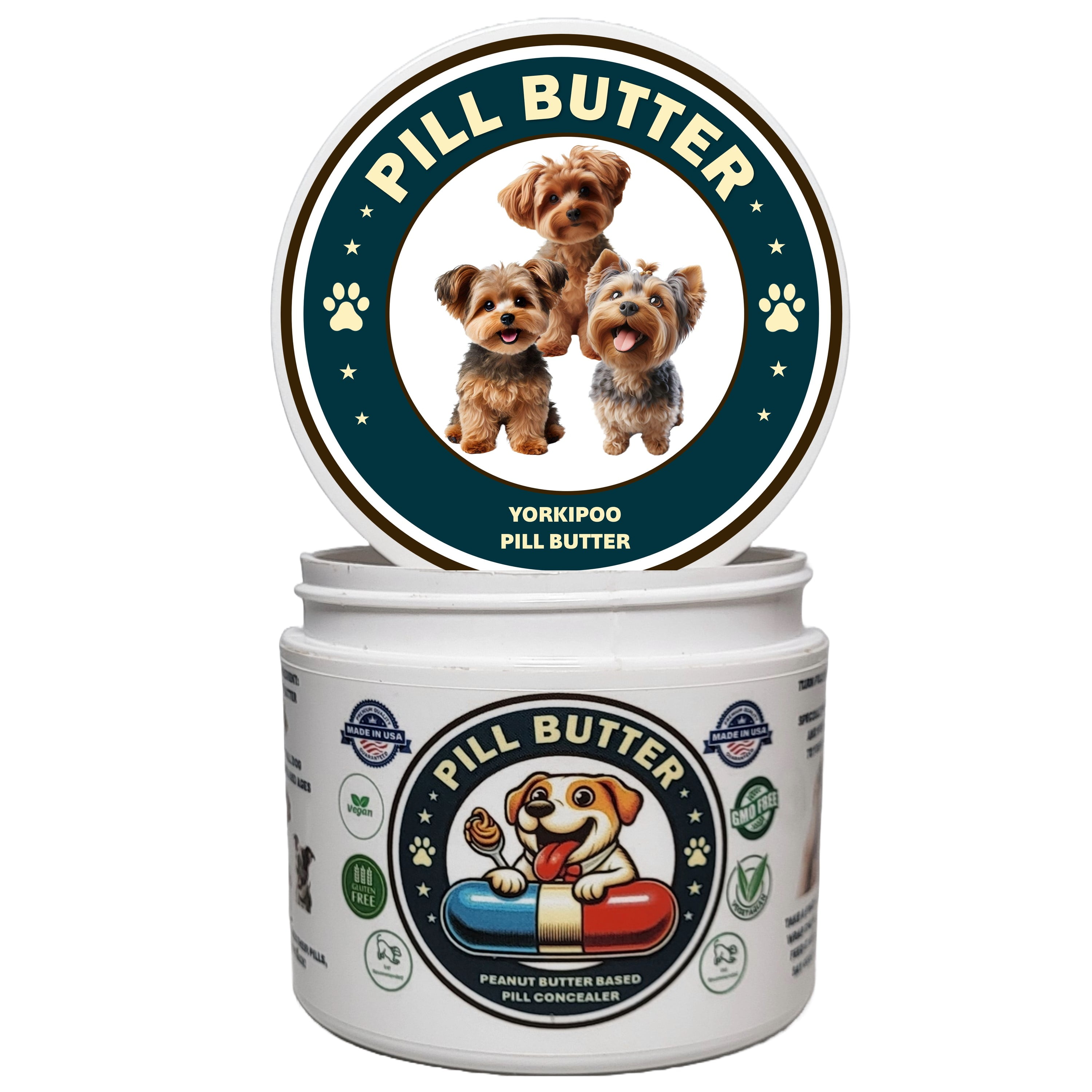 Yorkipoo Dog Treats to Wrap Pills (+100 Breeds) Jar of Non-Sticky ...