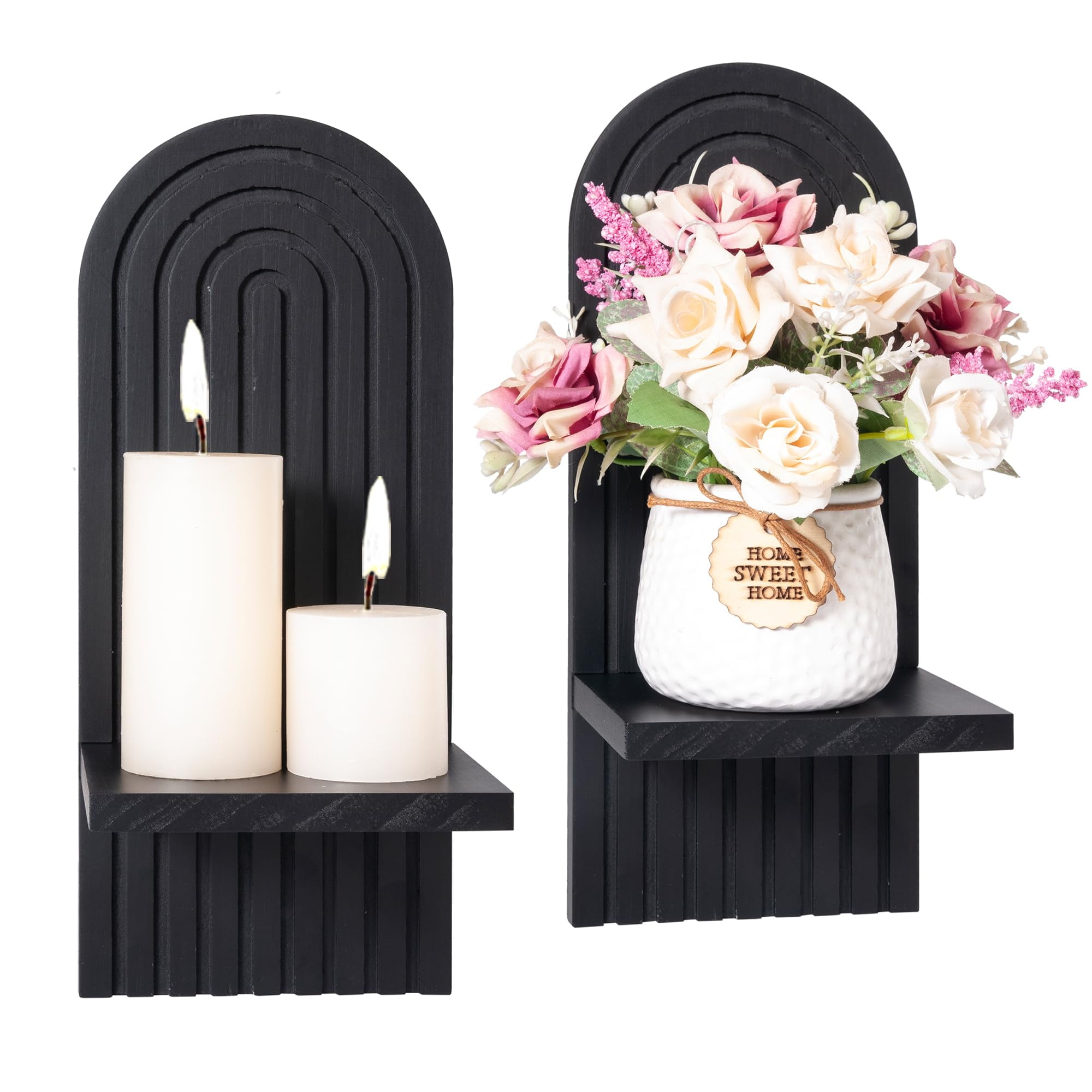 Yorkmills Sconces Wall Decor Set of 2, Wall Candle Holder Rustic Home Decor, Floating Candle ...