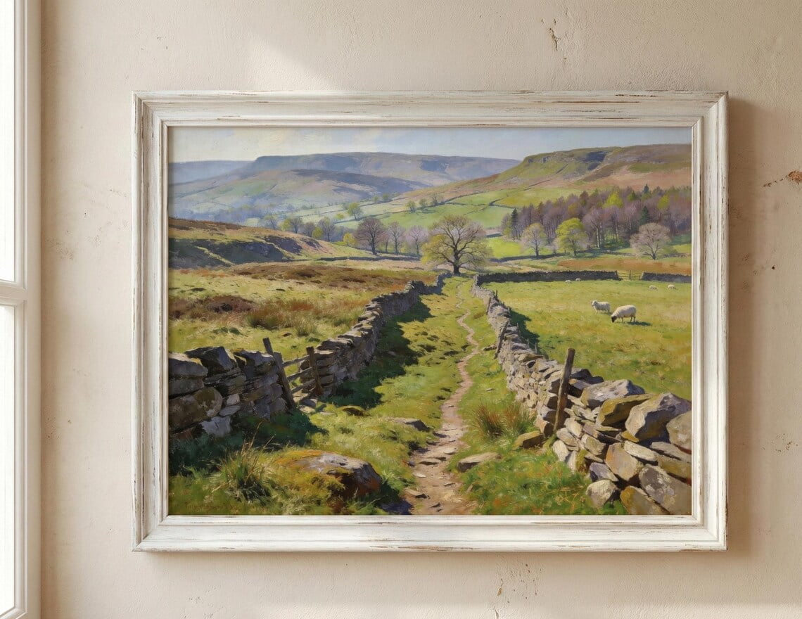 Yorkshire Dales Moorland Spring Countryside Landscape, Stretched Canvas ...