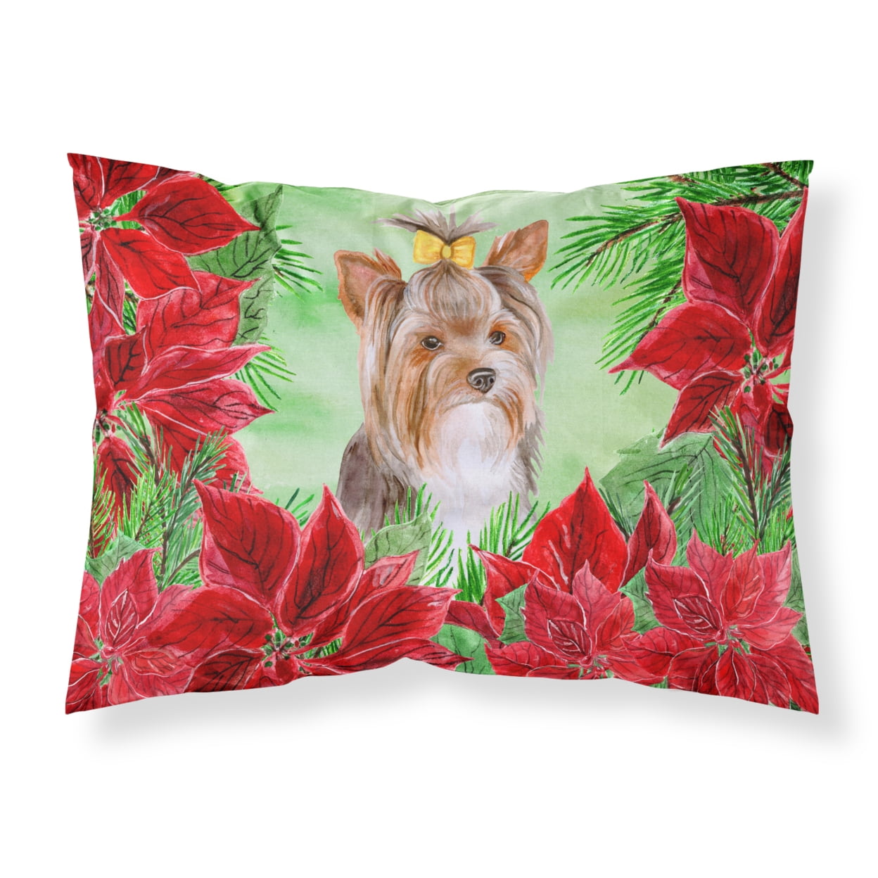 Yorkshire Terrier 2 Poinsettas Fabric Standard Pillowcase - Walmart.com
