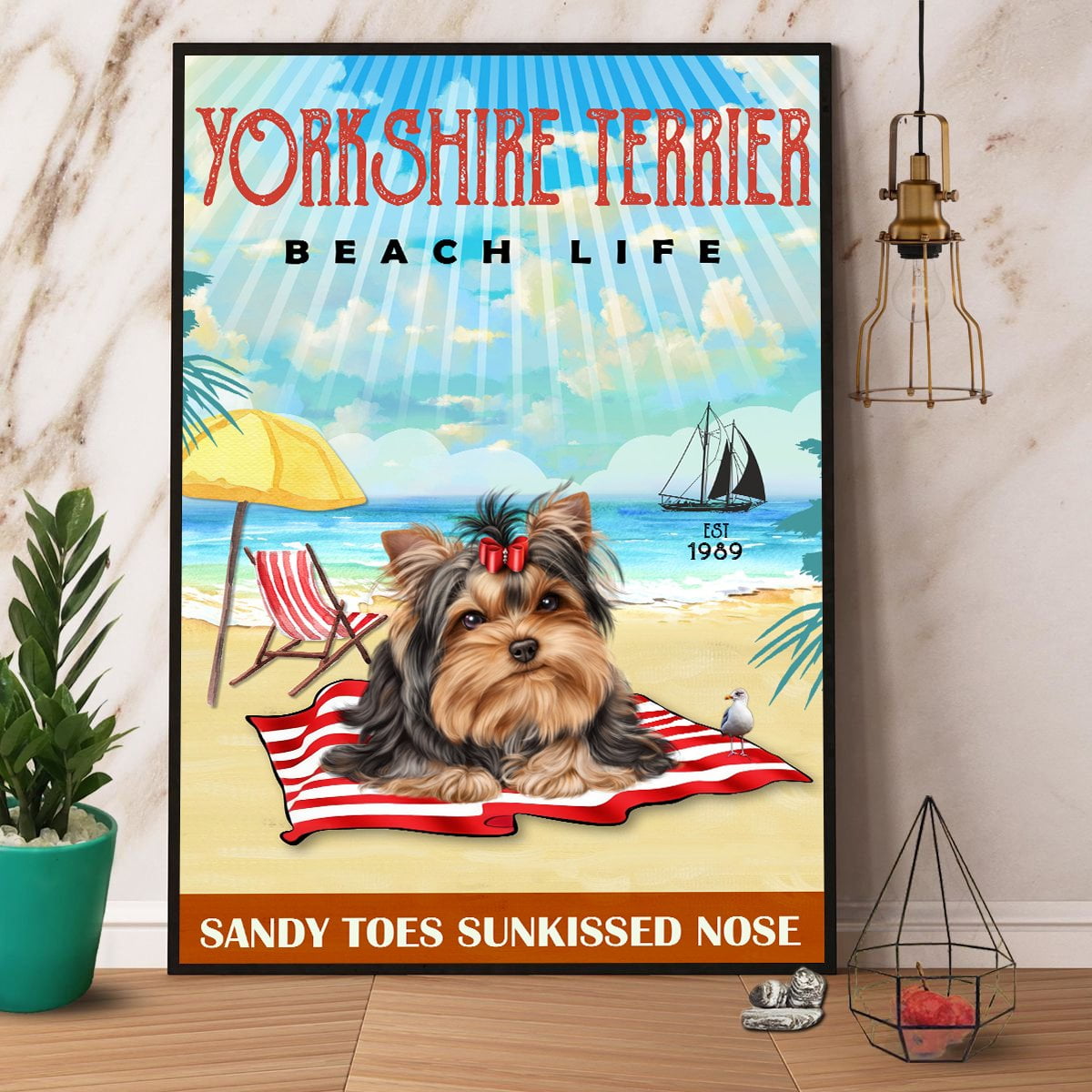Yorkshire Terrier Beach Life Paper Poster No Frame Matte Wall Art Decor ...