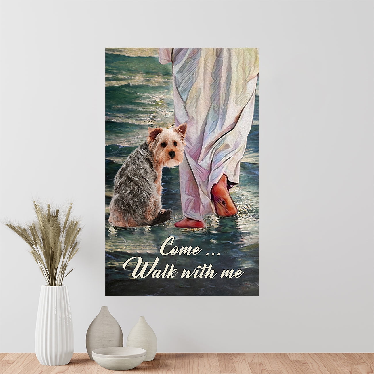 Yorkshire Terrier Come Walk With God Yorkie Lover Jesus Poster 11 x 17 ...