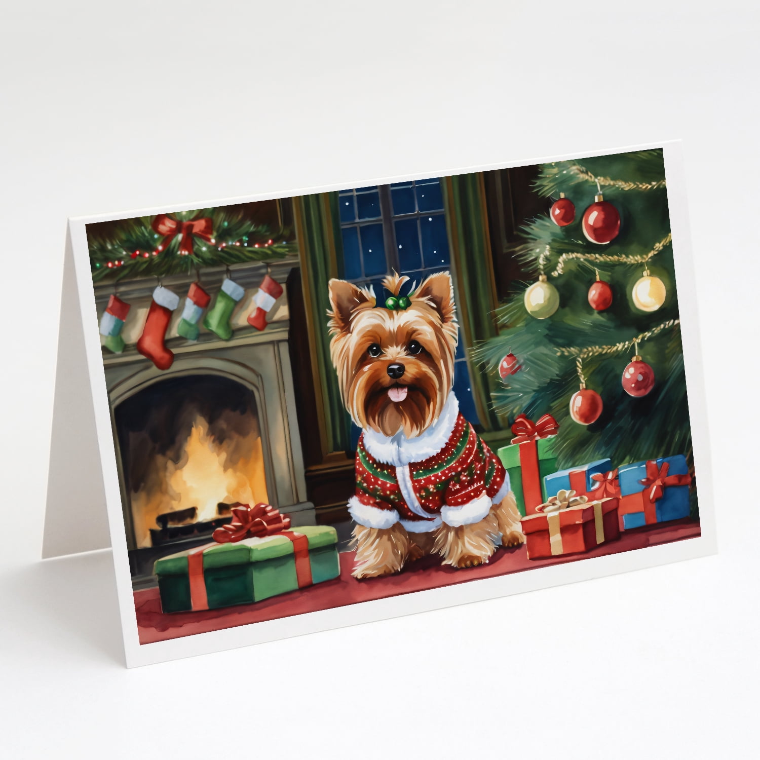 Yorkshire Terrier Cozy Christmas Greeting Cards Pack of 8 7 in x 5 in ...