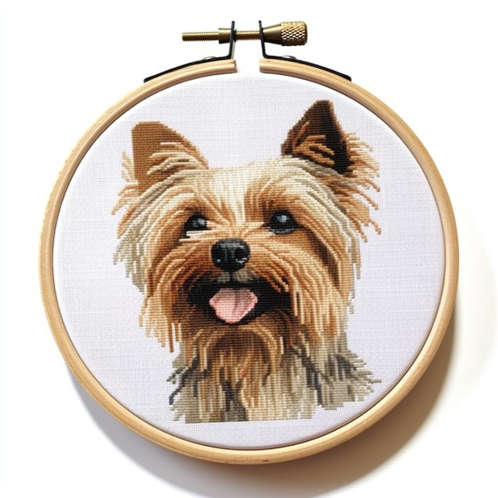 Yorkshire Terrier DIY Stamped Cross Stitch Kits for Beginners Easy with ...