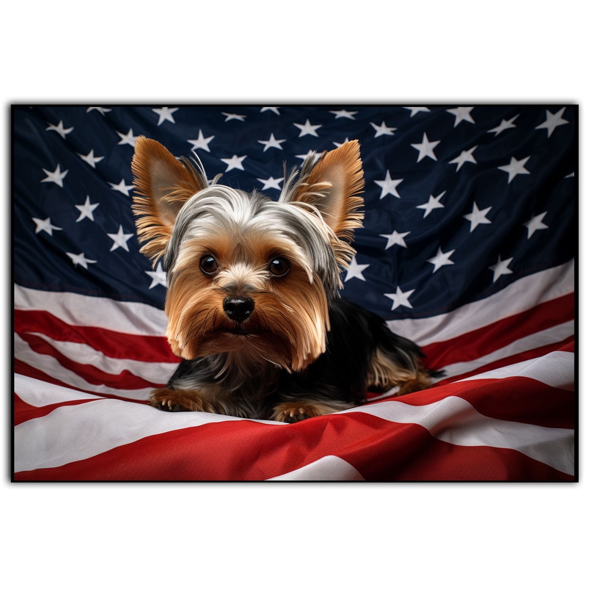 Yorkshire Terrier Dog 4th of July Painting Canvas, Patriot American Dog ...