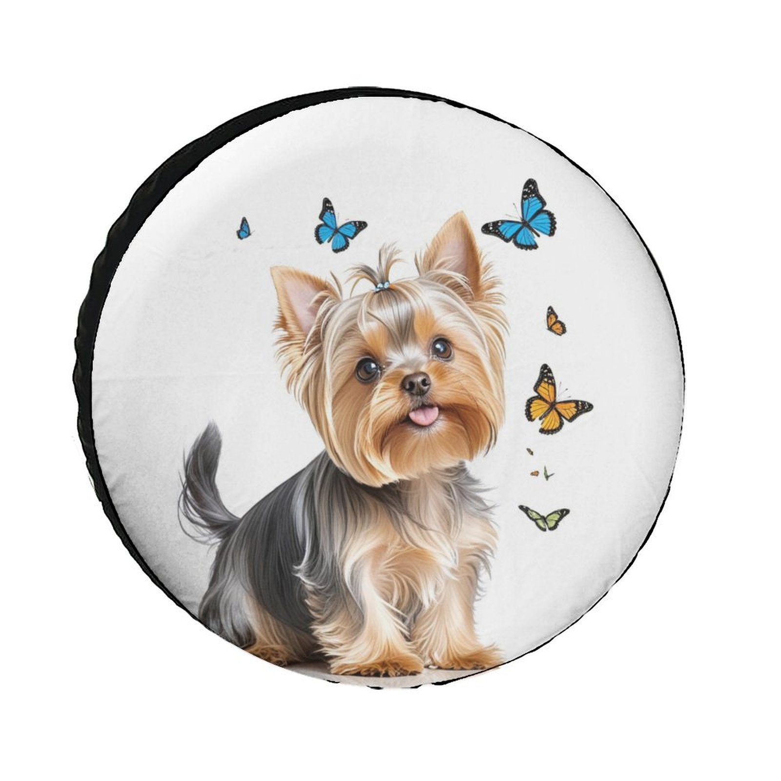 Yorkshire Terrier Dog With Butterfly Printed Spare Tire Cover ...