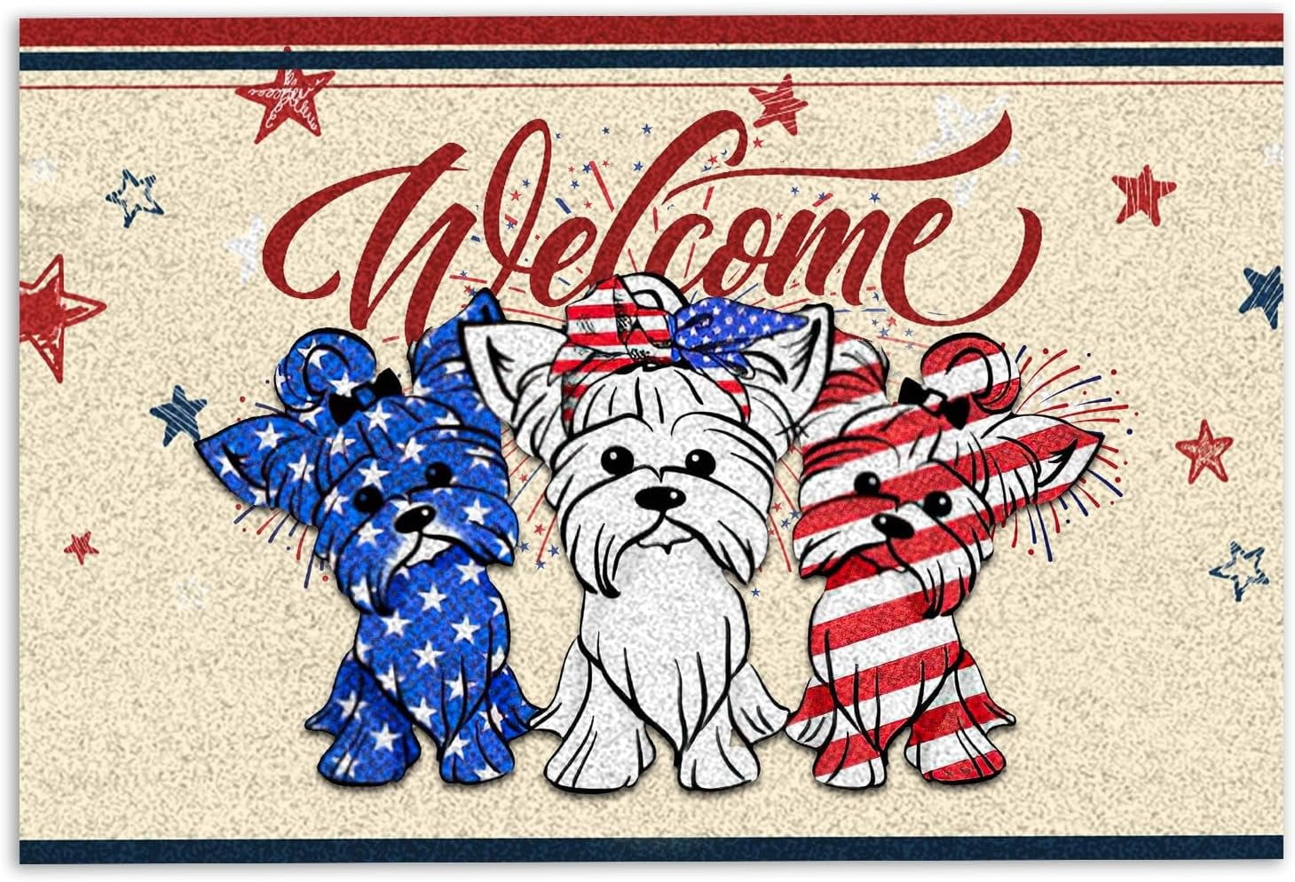 Yorkshire Terrier Door Mat Yorkshire Terrier Shorkie Patriotic 4Th July ...
