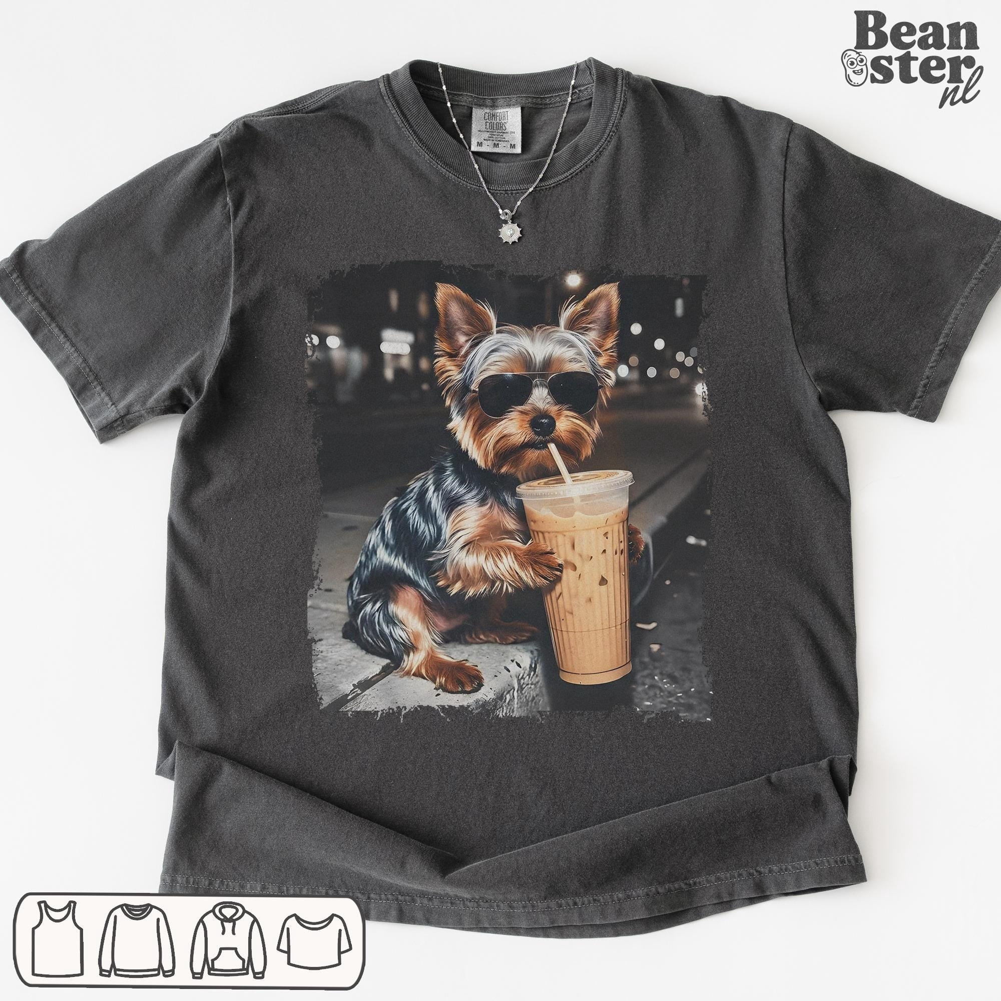 Yorkshire Terrier Drinking Iced Coffee Shirt Yorkie Owner Gift Funny ...