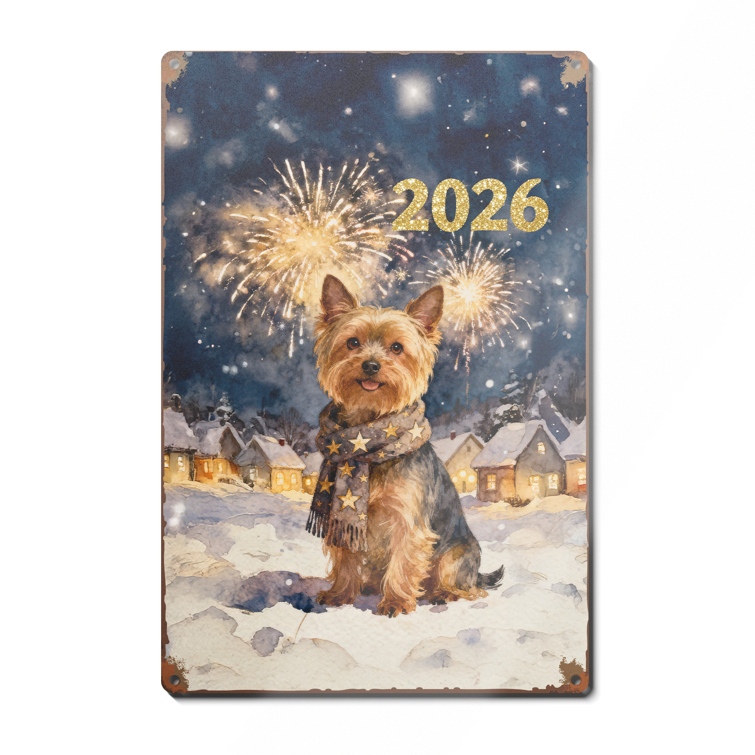 Yorkshire Terrier Happy New Year 2026 with Fireworks on New Year's Eve ...