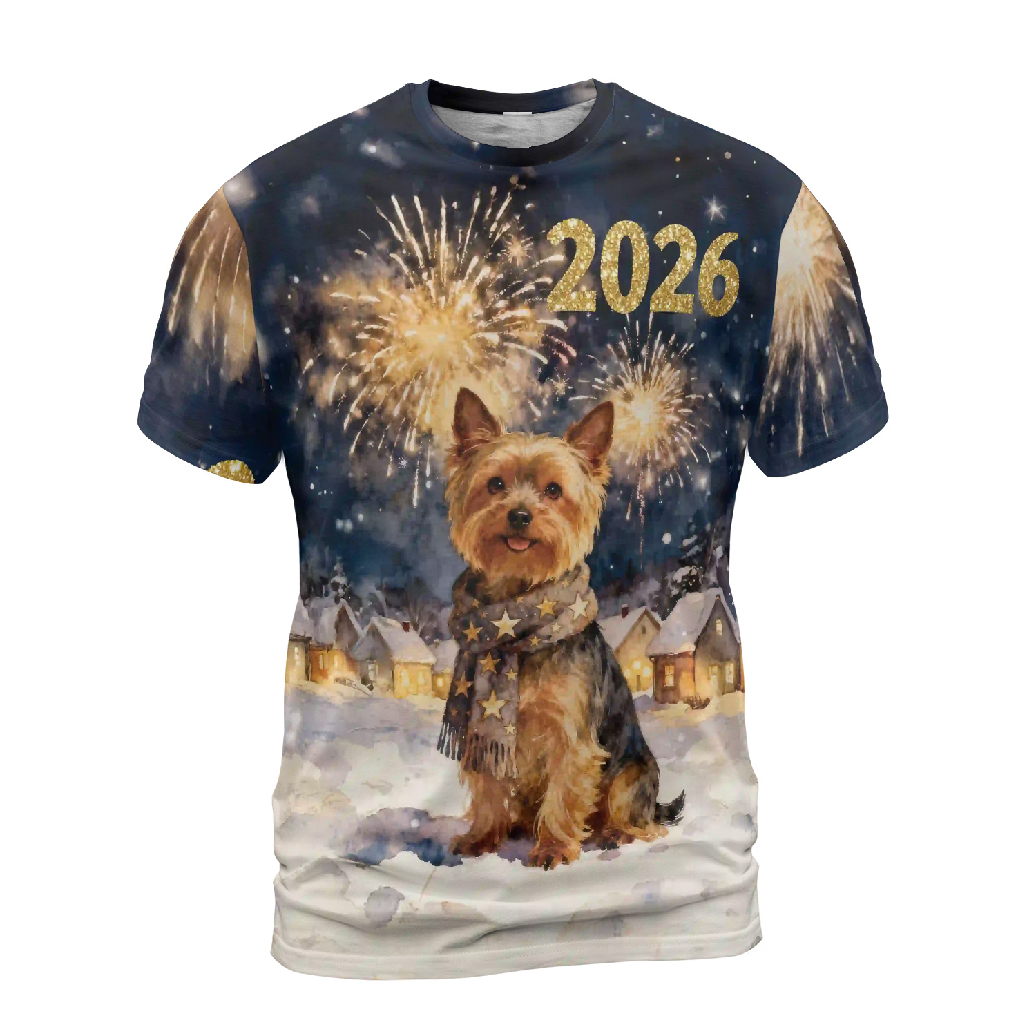 Yorkshire Terrier Happy New Year 2026 with Fireworks on New Year's Eve ...