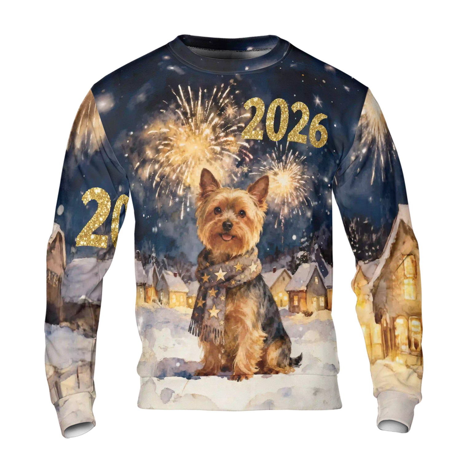 Yorkshire Terrier Happy New Year 2026 with Fireworks on New Year's Eve ...
