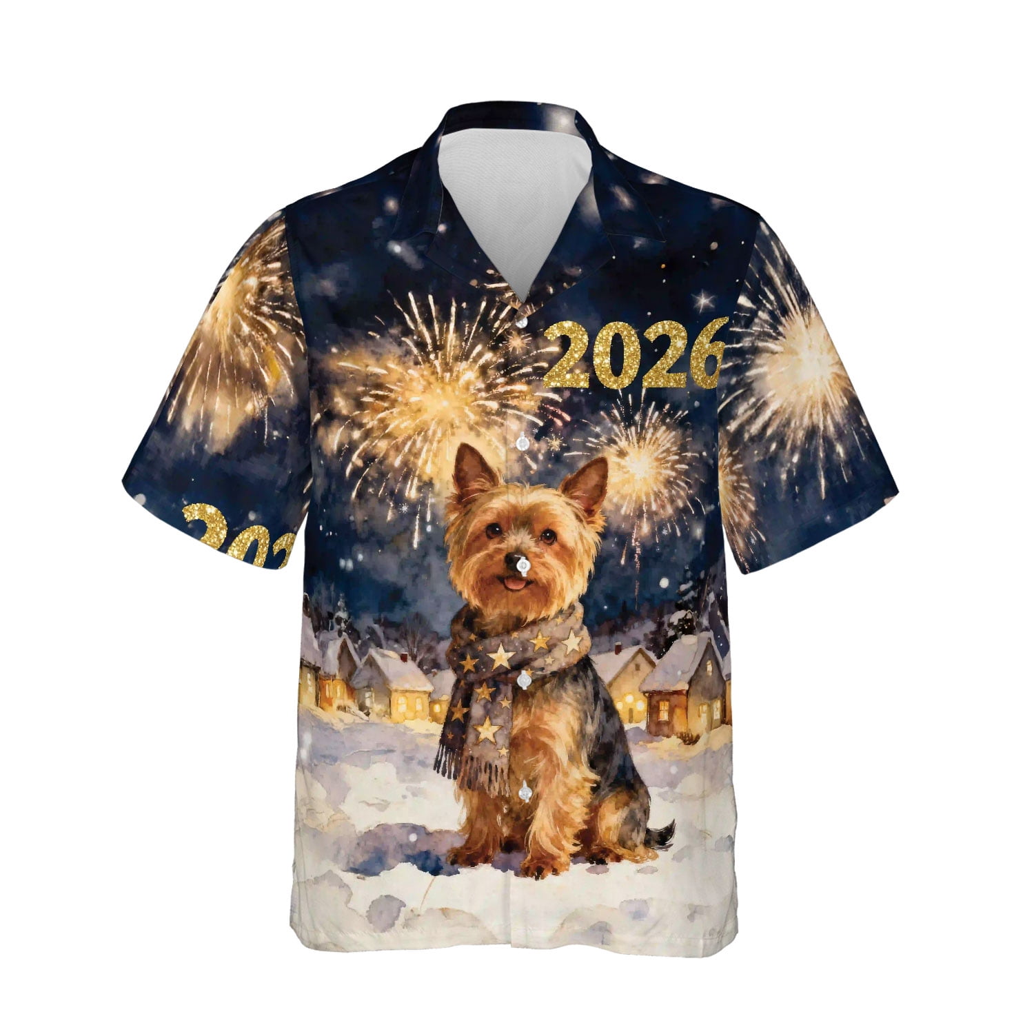 Yorkshire Terrier Happy New Year 2026 with Fireworks on New Year's Eve ...