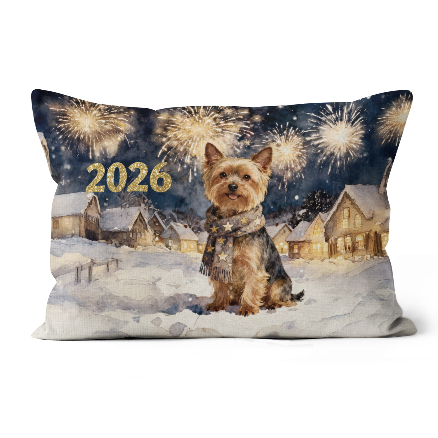 Yorkshire Terrier Happy New Year 2026 with Fireworks on New Year's Eve ...