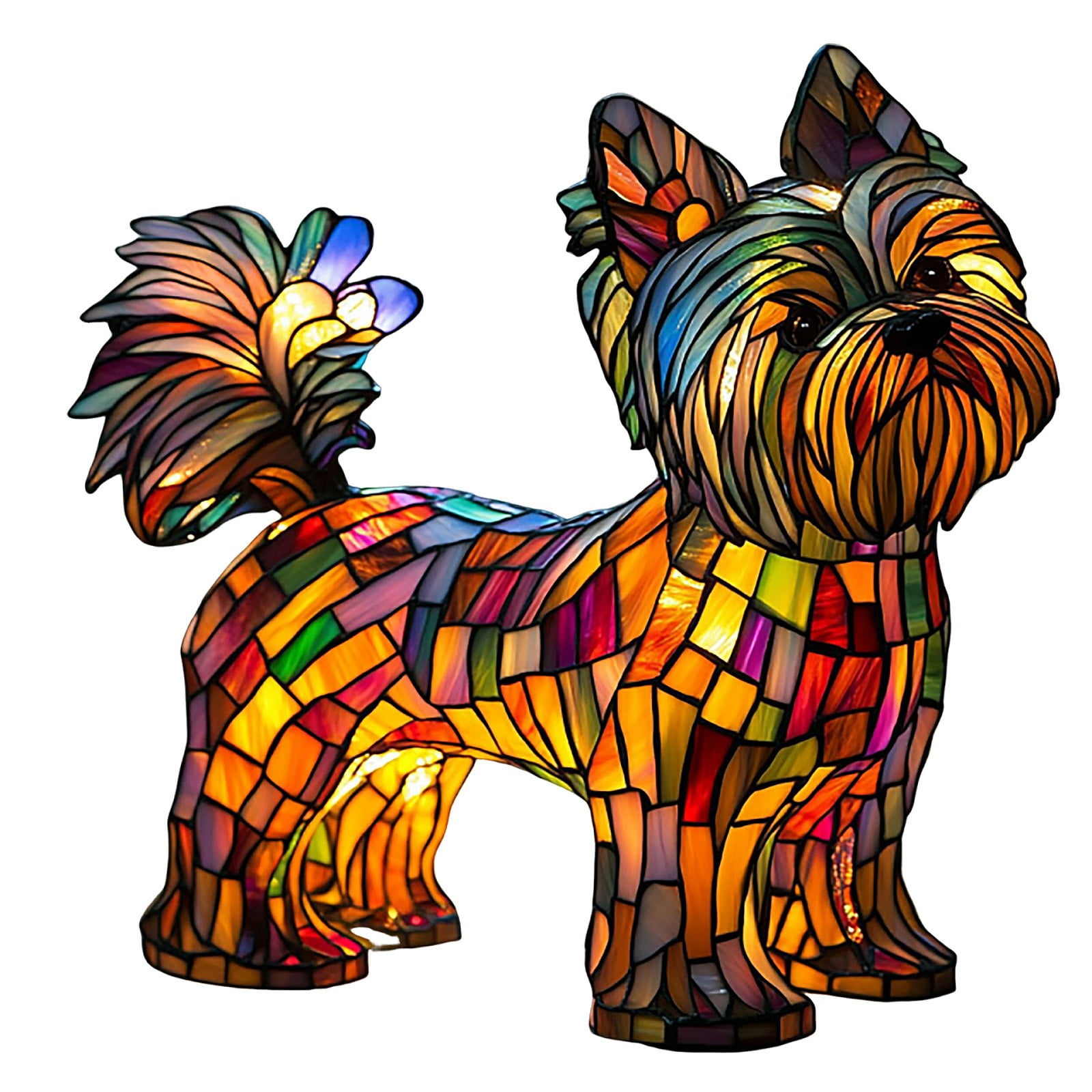 Yorkshire Terrier Lamp Stained Glass Lamp Dog Night Light Retro Animals ...