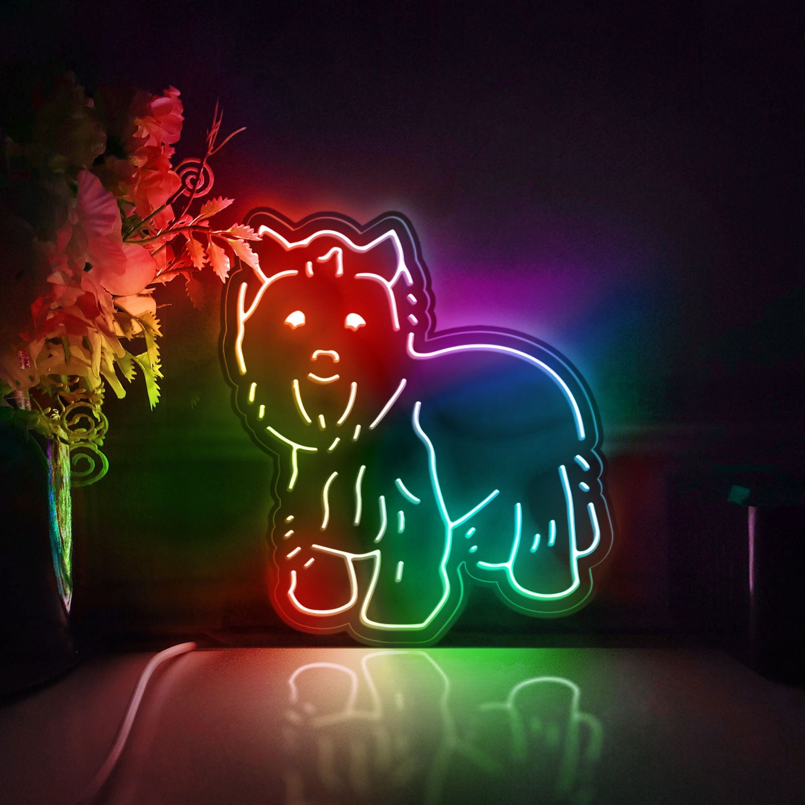 Yorkshire Terrier Led Light Box, Dimmable Neon-Like Light Signs USB ...