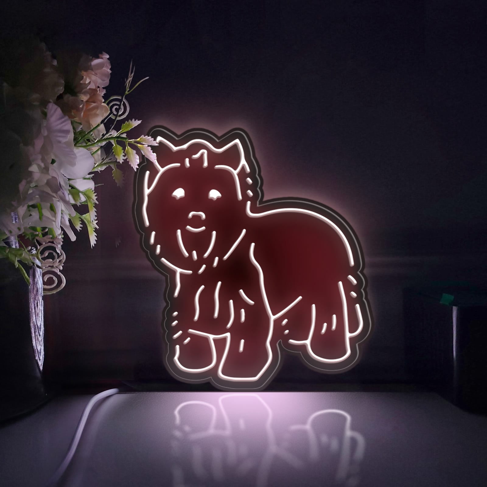 Yorkshire Terrier Led Light Box, Dimmable Neon-Like Light Signs USB ...