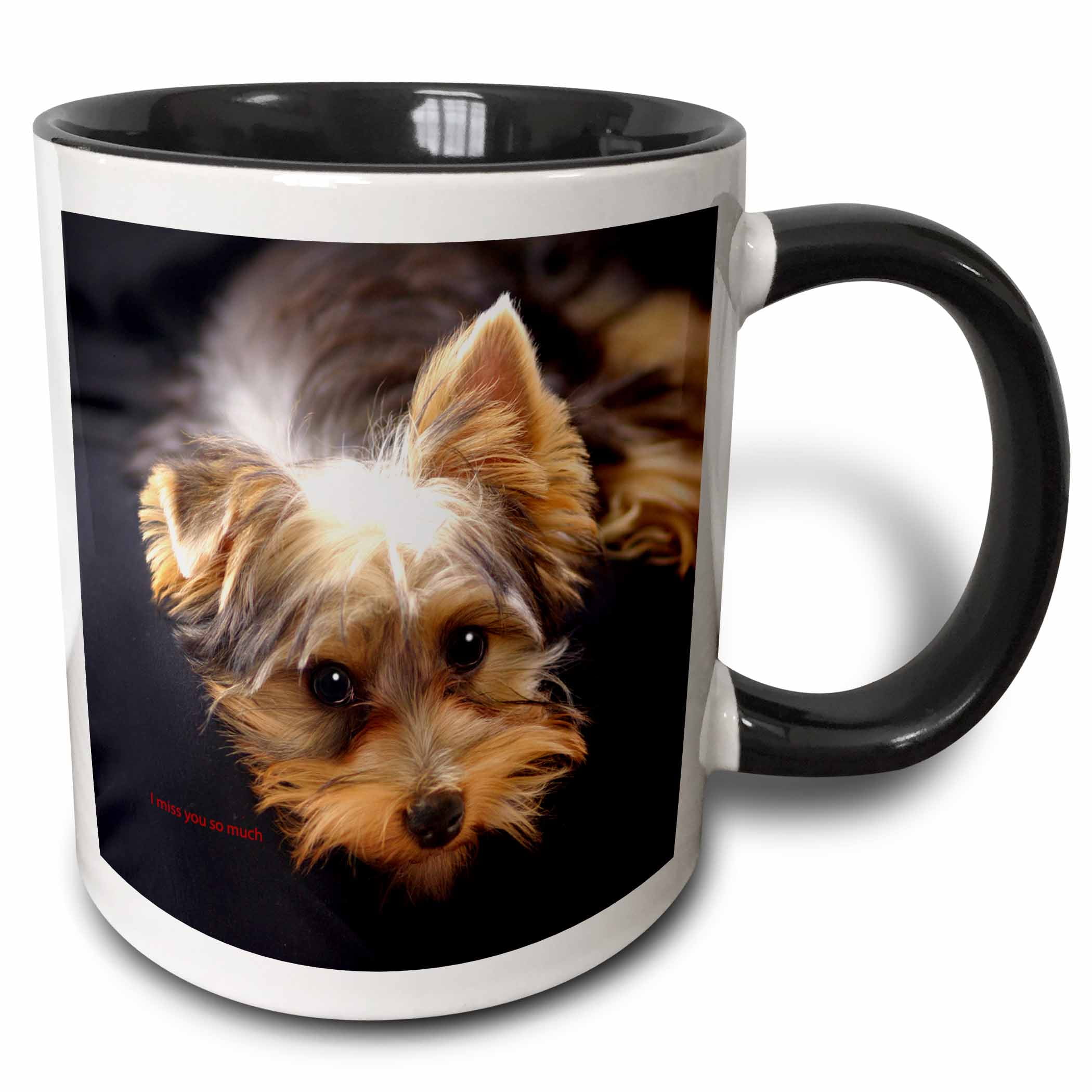 3drose, Yorkshire Terrier Missing His Human, 15oz Two-tone Black Mug ...