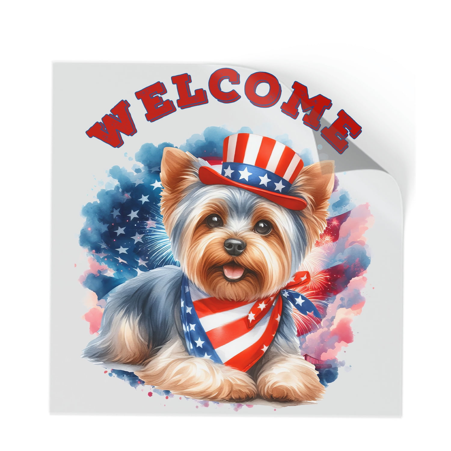 Yorkshire Terrier Patriotic Welcome for 4Th of July Independence Day ...