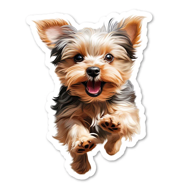 Yorkshire Terrier Running Sticker, Indoor, Laptopphone Decal Water ...