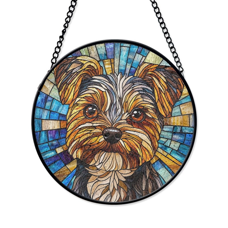Yorkshire Terrier Stained Glass Panel – Adorable Dog Art Decor with ...